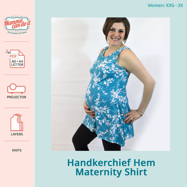 Maternity Shirt Pattern | Handkerchief Hem | MammaCanDoIt